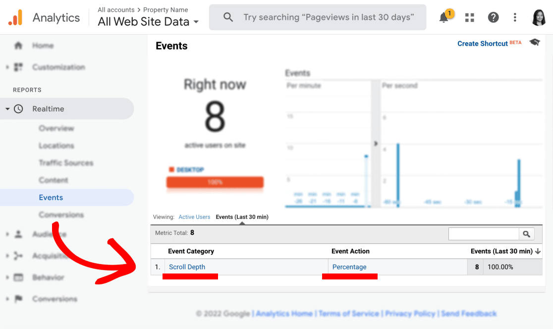 Scroll Tracking and Reporting - ExactMetrics